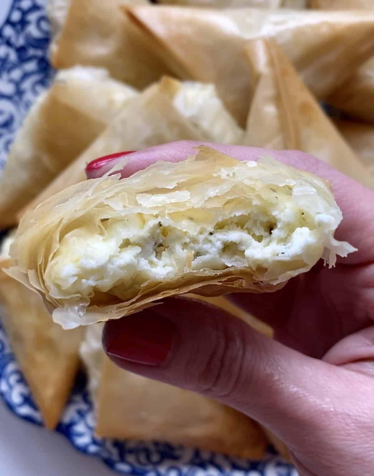 Tiropitakia (Greek Triangle Cheese Pies) - Hungry Happens