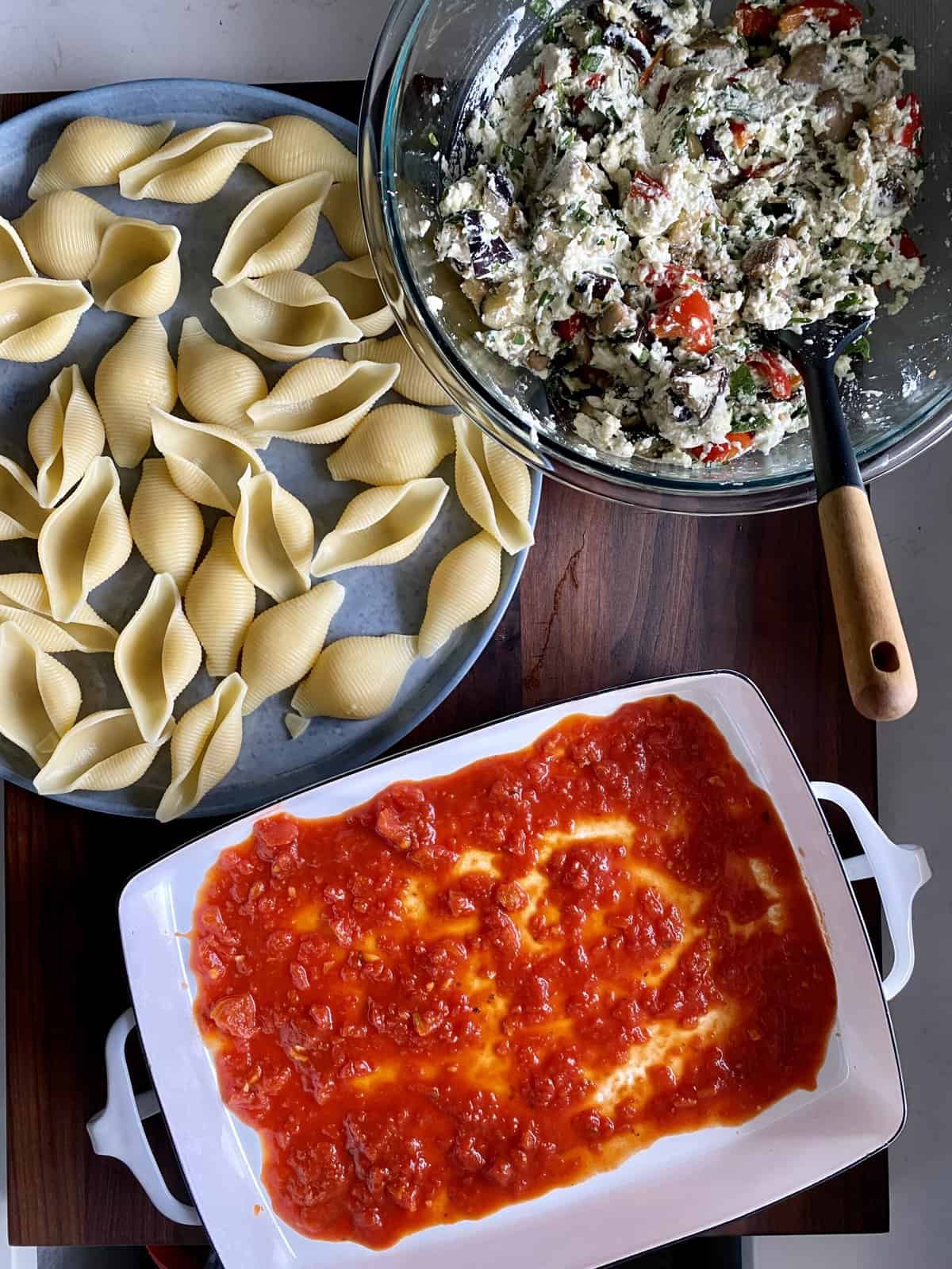 Roasted Vegetable Stuffed Shells - Hungry Happens