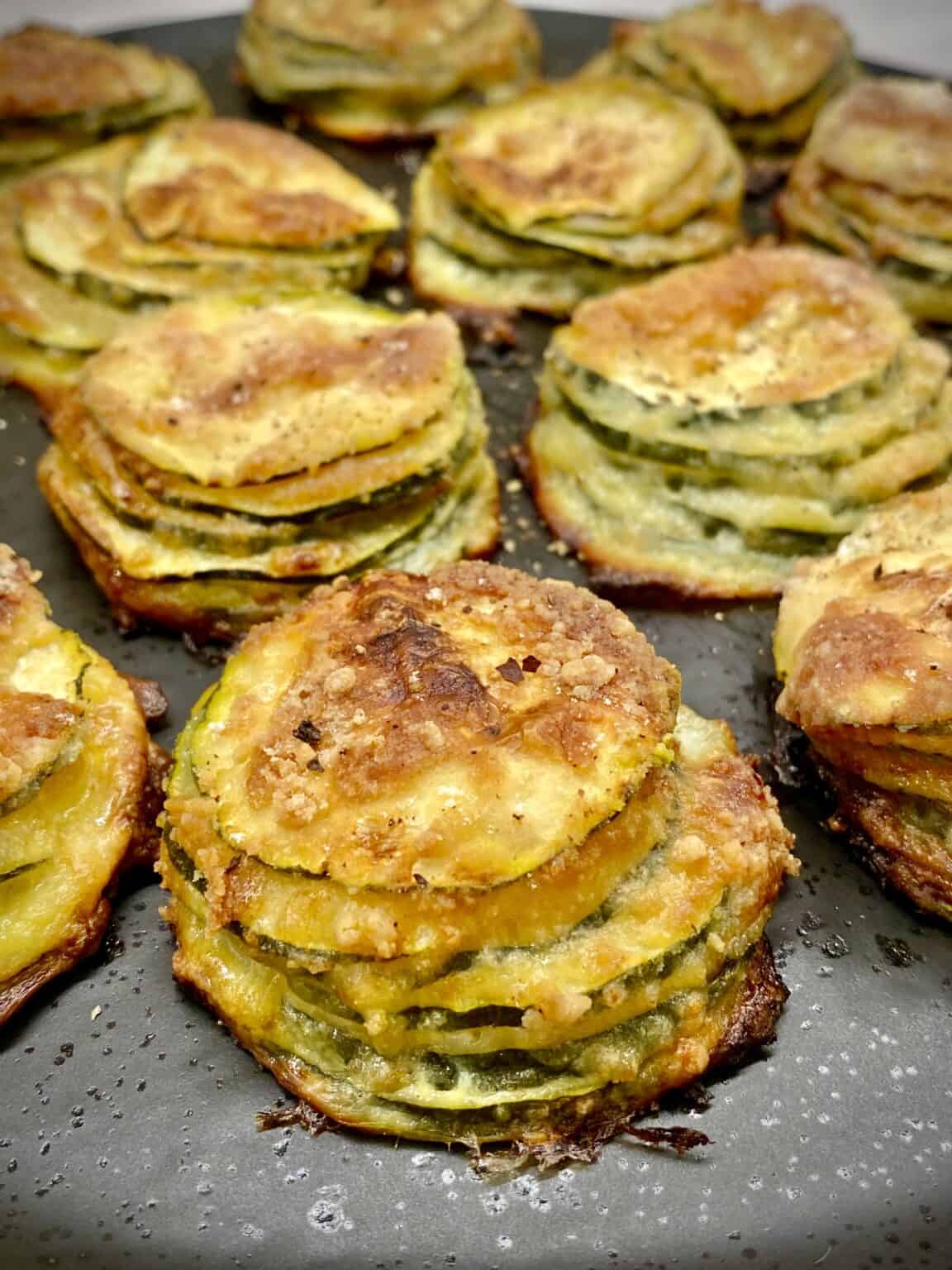 Baked Cheesy Zucchini Stacks - Hungry Happens