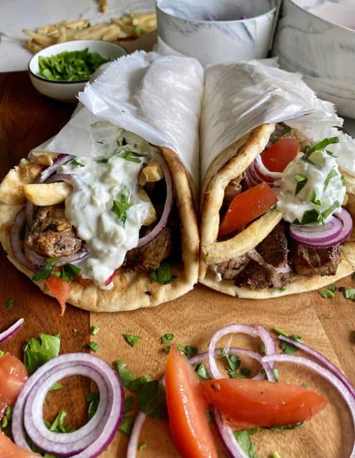 Easy Steak Souvlaki Wrap - Hungry Happens