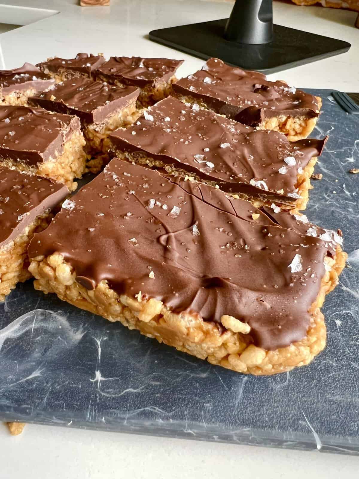 Peanut Butter Chocolate Rice Krispie Treats - Hungry Happens