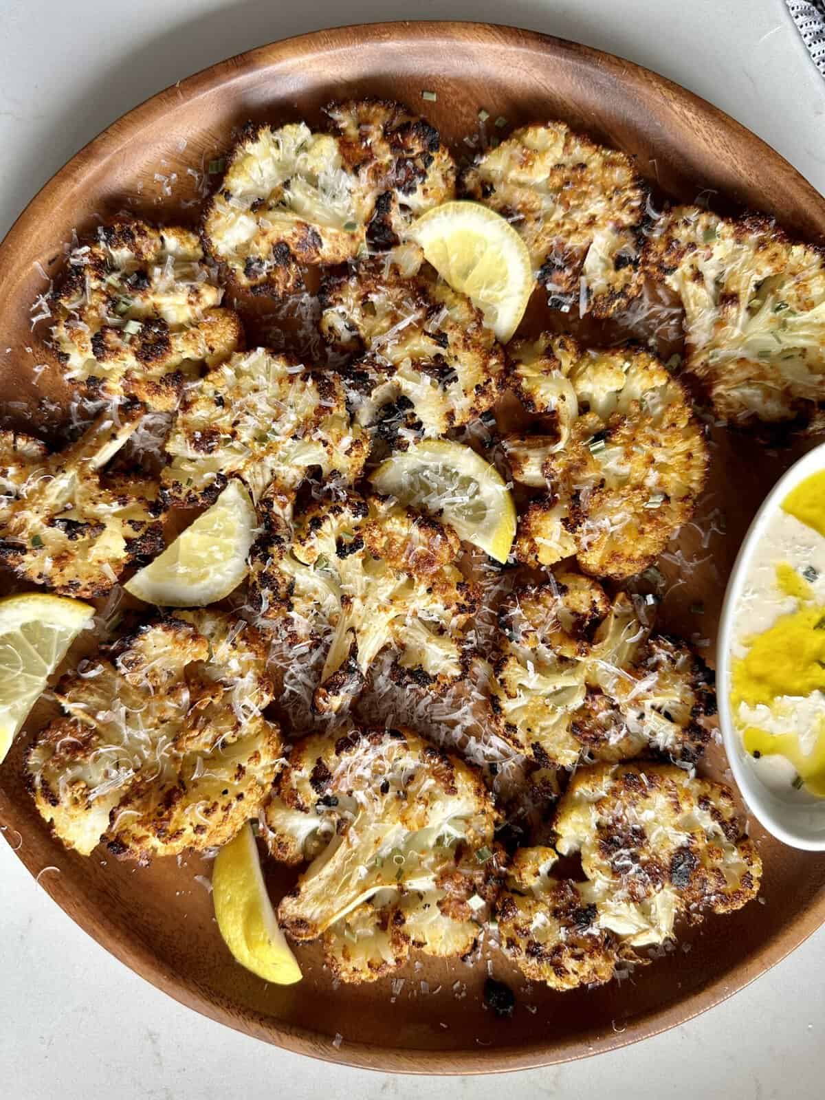 Lemon Garlic Parmesan Smashed Cauliflower Recipe - Hungry Happens