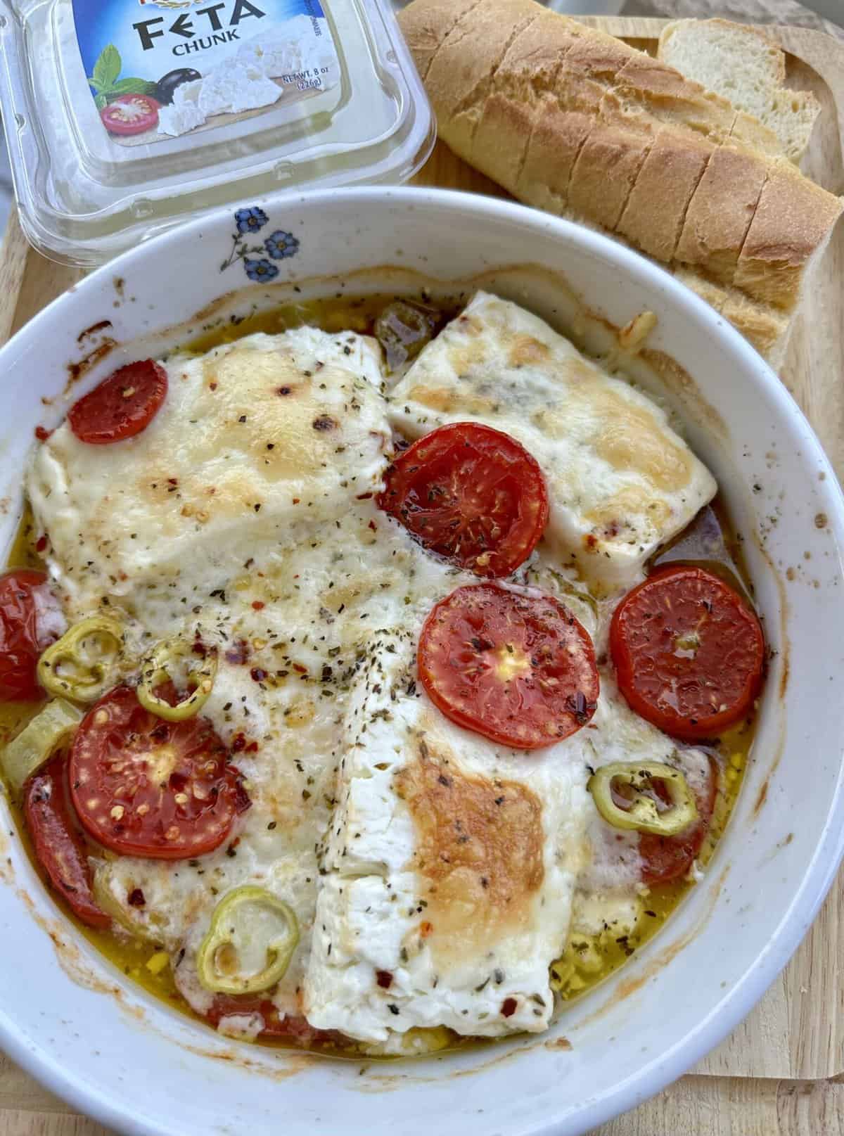Bouyourdi Dip (Greek Spicy Baked Feta and Peppers) - Hungry Happens