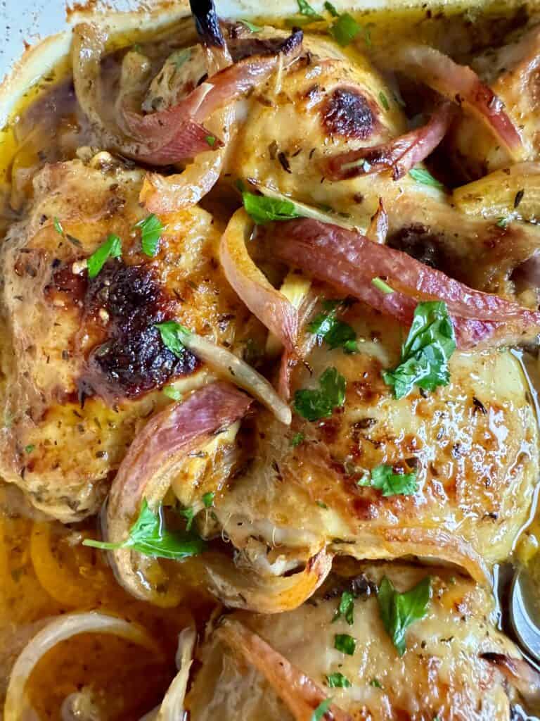 One Pan Greek Honey Mustard Chicken Recipe - Hungry Happens