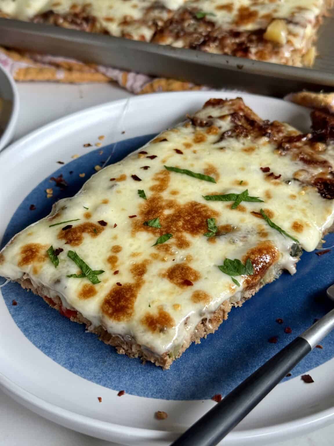 Low Carb Meat and Veggie Crust Pizza - Hungry Happens