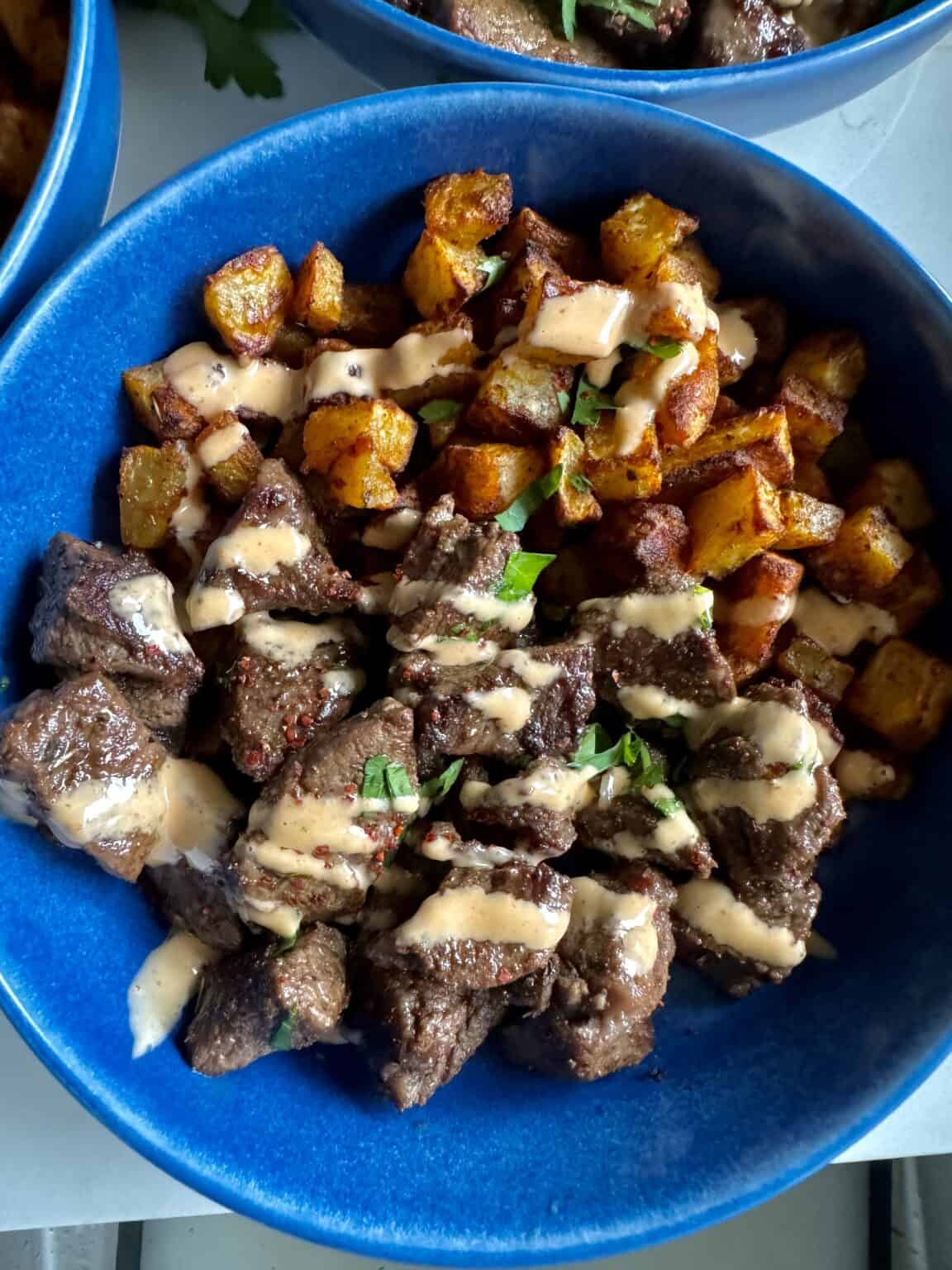 Easy Garlic Butter Steak and Potato Bites - Hungry Happens