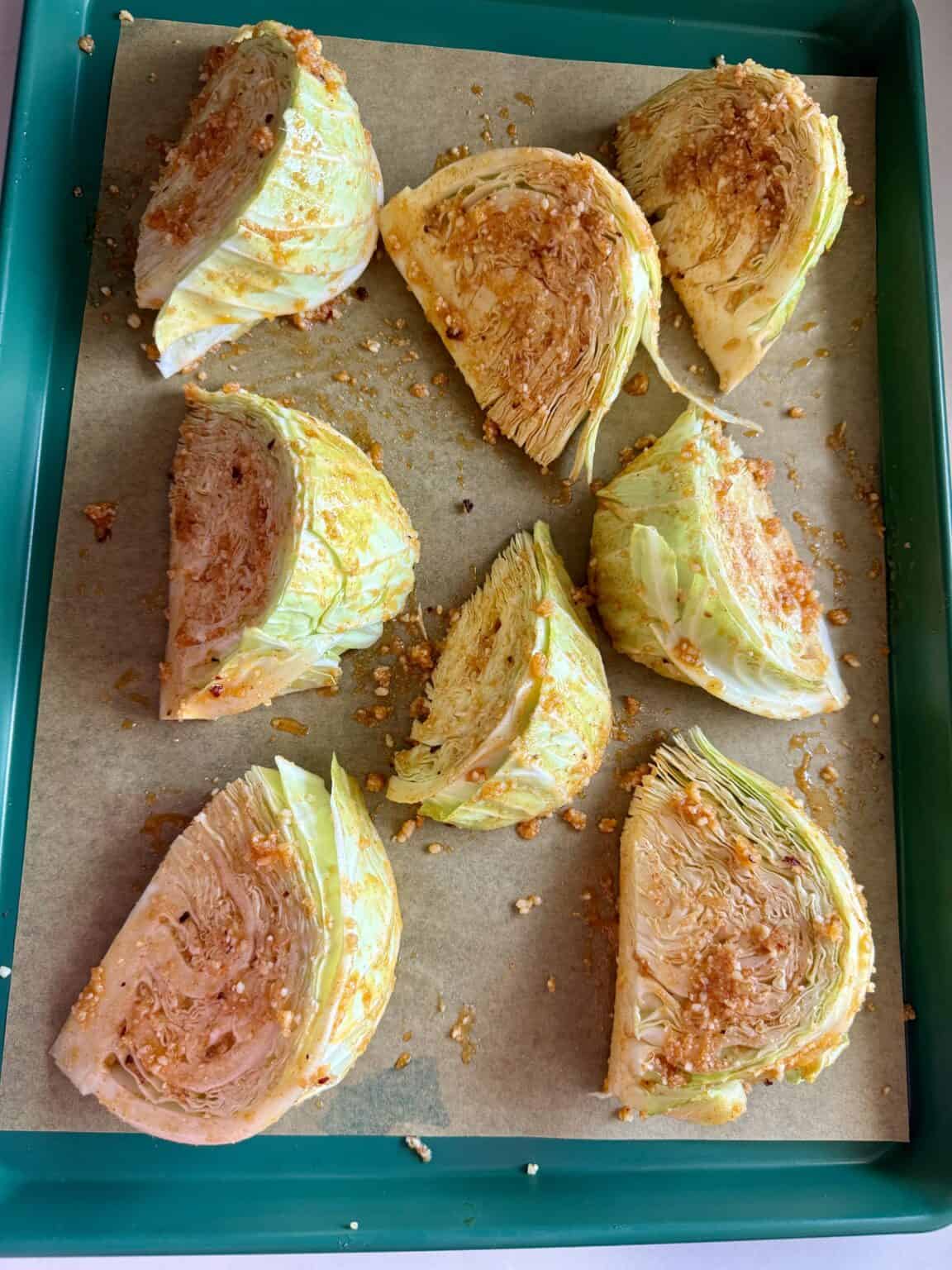 Roasted Garlic Parmesan Cabbage Wedges - Hungry Happens