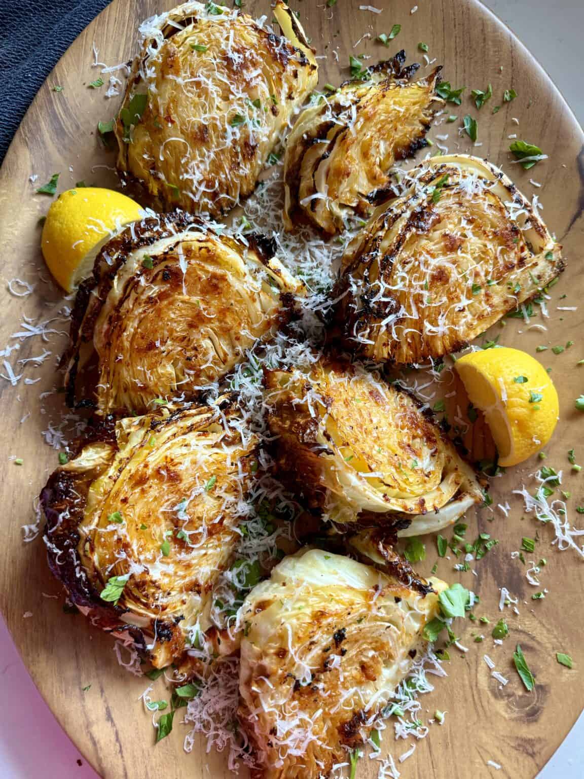 Roasted Garlic Parmesan Cabbage Wedges - Hungry Happens Roasted Garlic Parmesan Cabbage Wedges - Hungry Happens