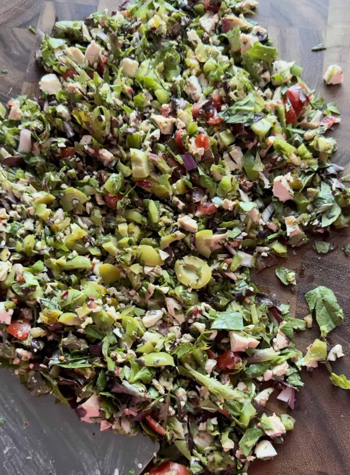 Greek Quickie Cutting Board Chopped Salad - Hungry Happens
