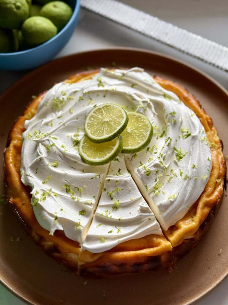 Healthy Key Lime Cheesecake with Almond Flour Crust - Hungry Happens