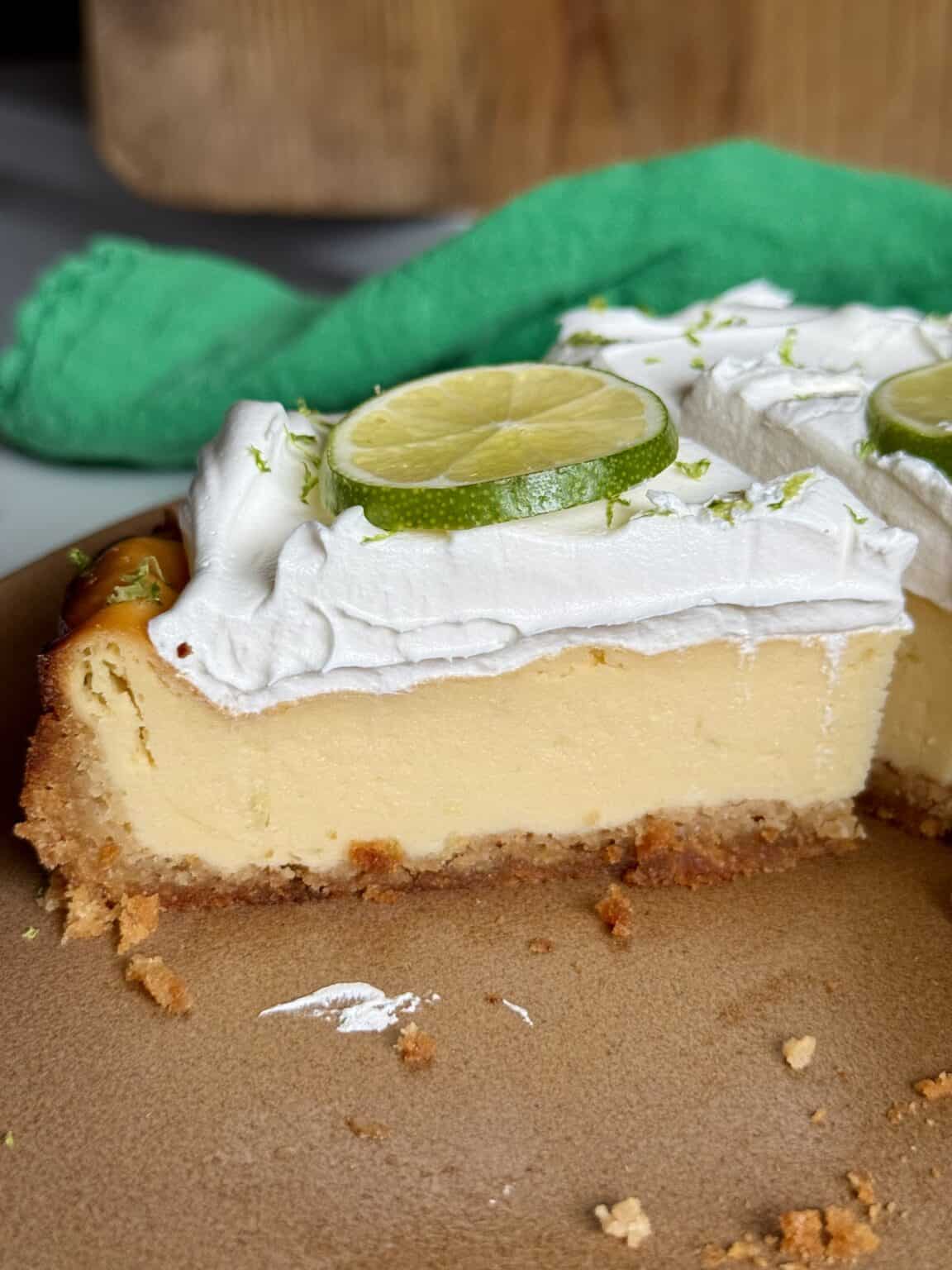 Healthy Key Lime Cheesecake with Almond Flour Crust - Hungry Happens