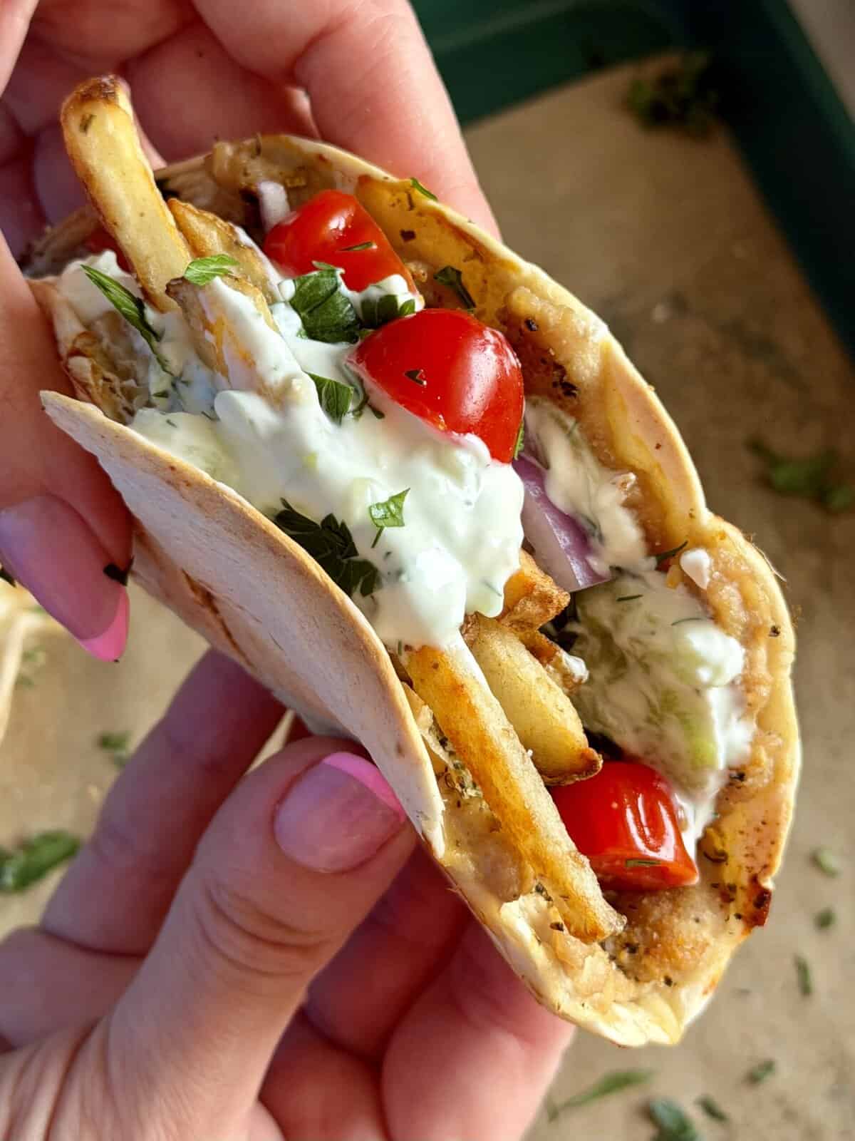 Sheet Pan Smashed Chicken Gyros - Hungry Happens