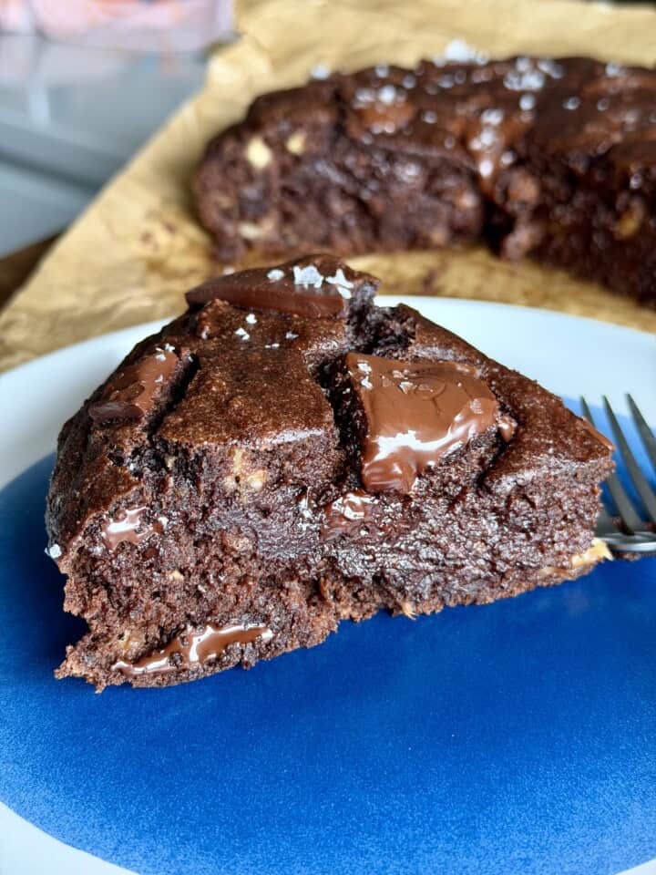 Healthier Fudgy Chocolate Chunk Banana Cake - Hungry Happens