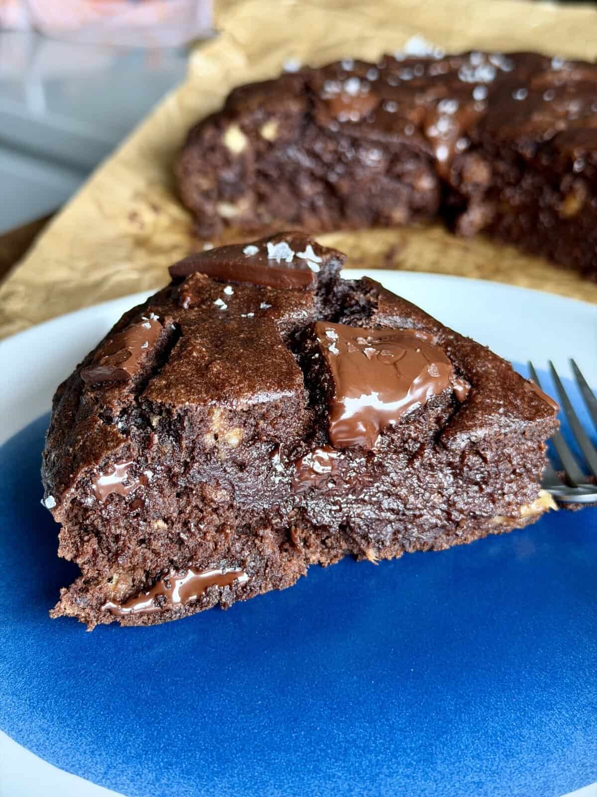 Healthier Fudgy Chocolate Chunk Banana Cake - Hungry Happens